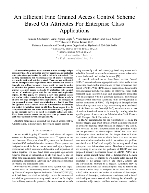 Pdf An Efficient Fine Grained Access Control Scheme Based On