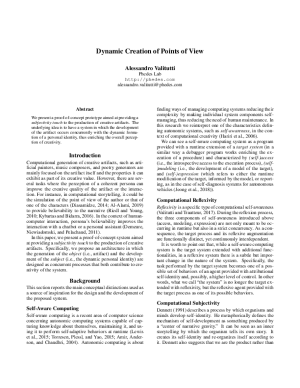 Pdf Dynamic Creation Of Points Of View