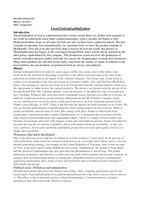 (PDF) Local food and globalization
