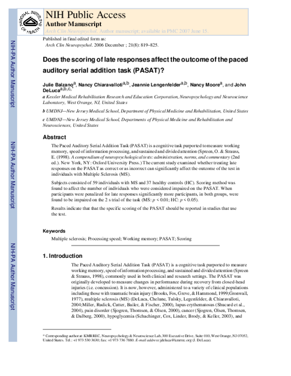 (PDF) Does the scoring of late responses affect the outcome of the ...