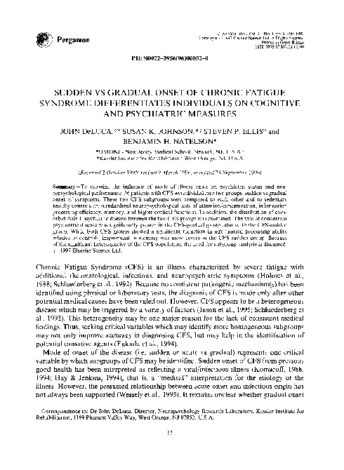 (PDF) Sudden vs gradual onset of chronic fatigue syndrome ...