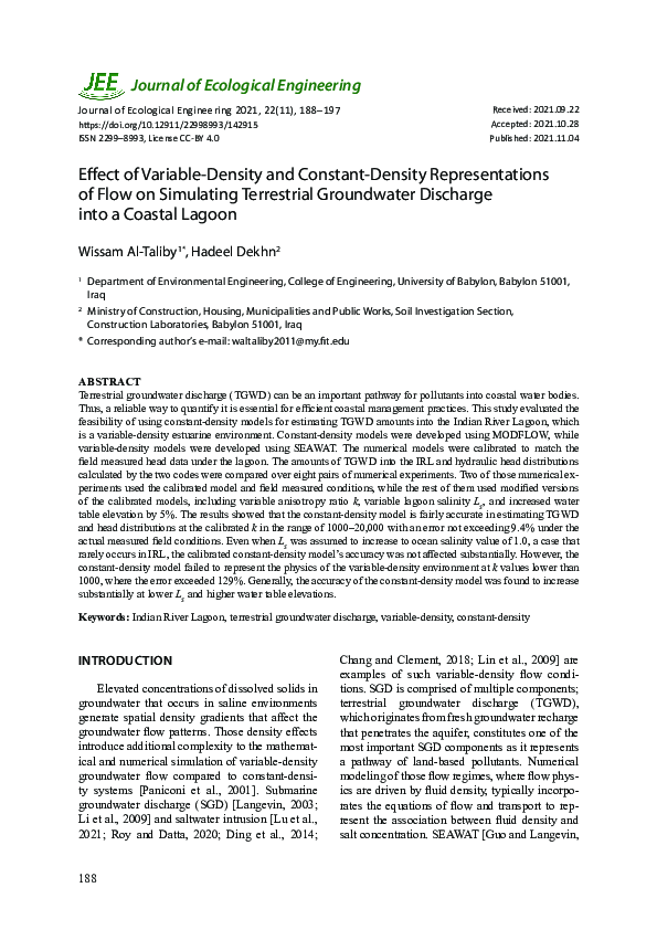 Pdf Effect Of Variable Density And Constant Density Representations Of Flow On Simulating