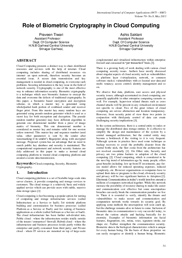 (PDF) Role of Biometric Cryptography in Cloud Computing