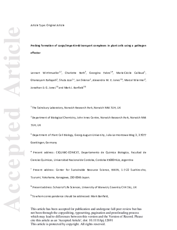 (PDF) Probing formation of cargo/importin-α transport complexes in ...