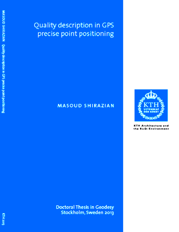 (PDF) Quality description in GPS precise point positioning