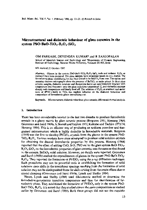 (PDF) Microstructural and dielectric behaviour of glass ceramics in the system PbO-BaO-TiO2-B2O3 ...
