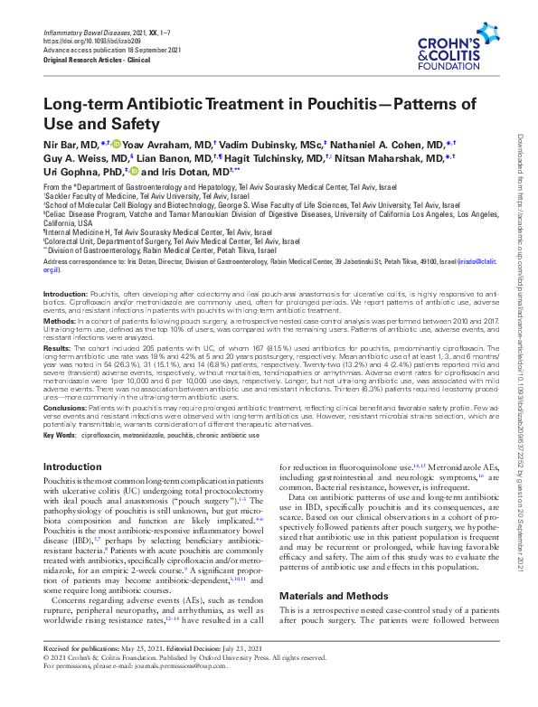 (PDF) Long-term Antibiotic Treatment in Pouchitis—Patterns of Use and ...