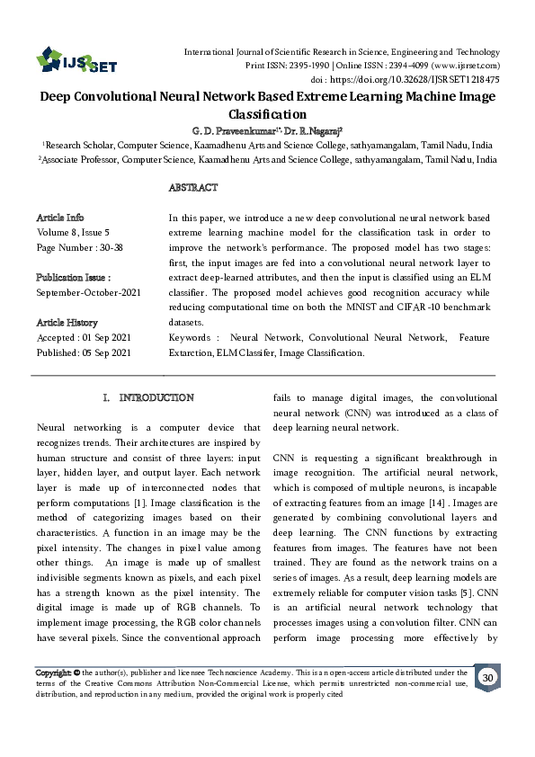 Pdf Deep Convolutional Neural Network Based Extreme Learning Machine Image Classification