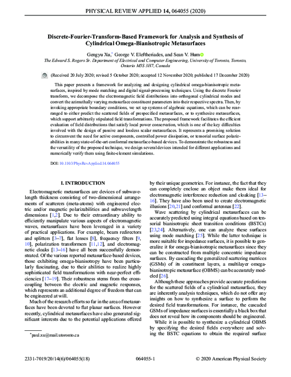 Pdf Discrete Fourier Transform Based Framework For Analysis And