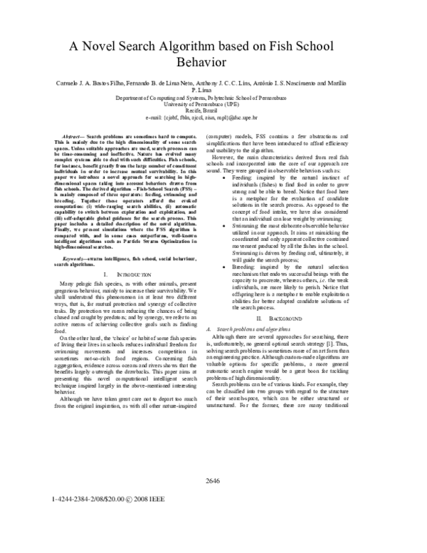 (PDF) A novel search algorithm based on fish school behavior