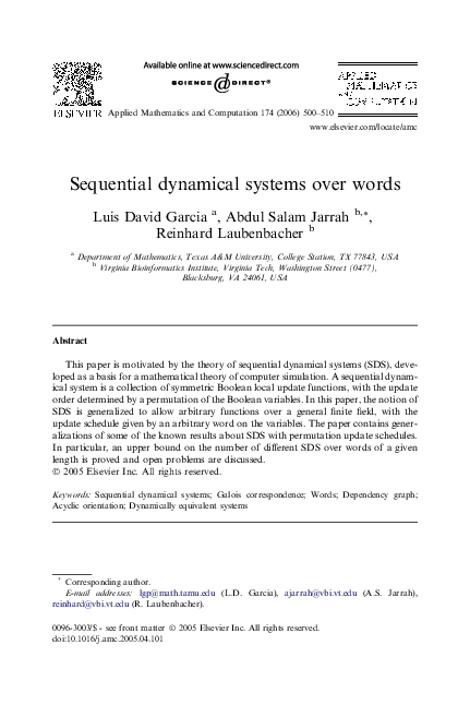 (PDF) Sequential Dynamical Systems Over Words