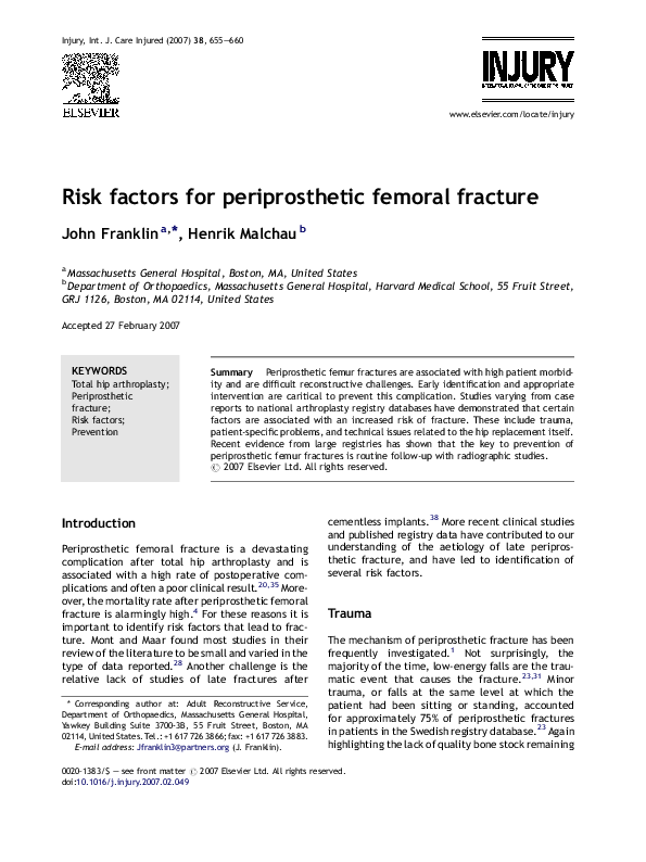 (PDF) Risk factors for periprosthetic femoral fracture