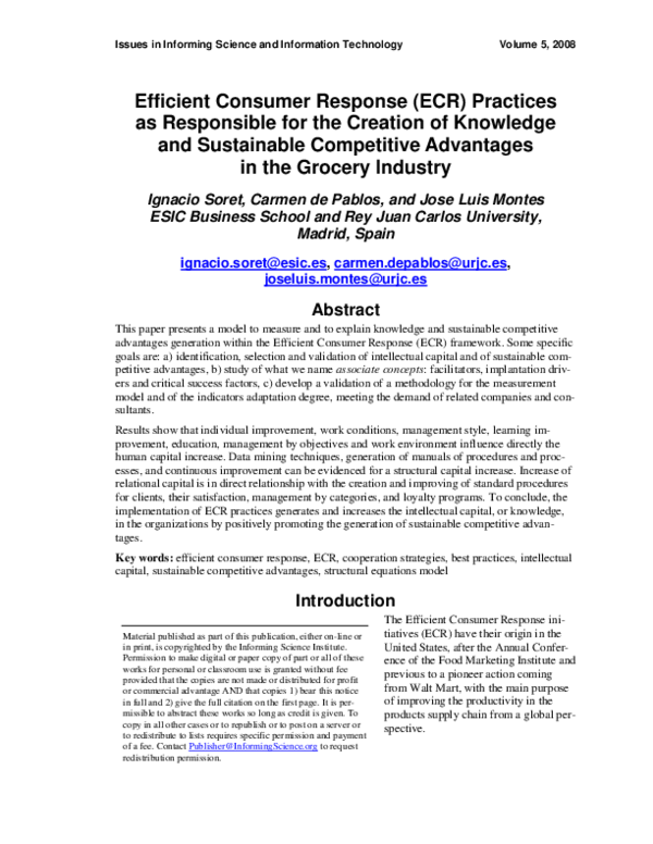 (PDF) Efficient Consumer Response (ECR) Practices as Responsible for ...