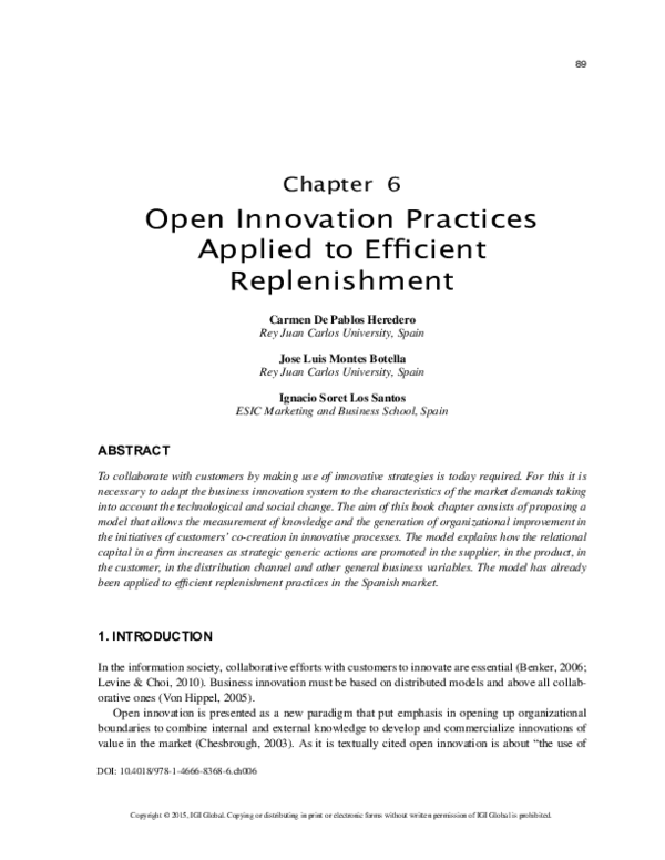 (PDF) Open Innovation Practices Applied to Efficient Replenishment