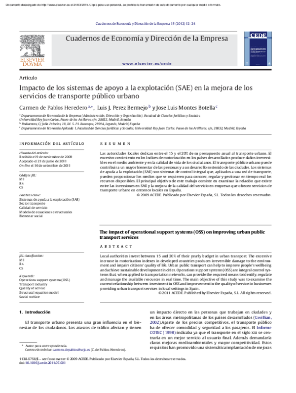 (PDF) Impacto de los sistemas de apoyo a la explotación (SAE) en la ...