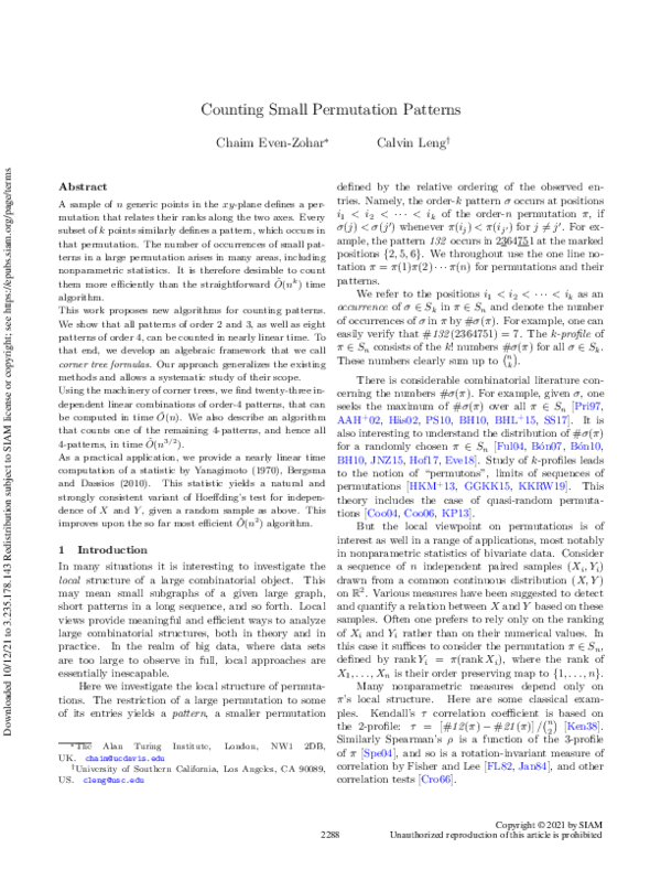 (PDF) Counting Small Permutation Patterns | Calvin Leng - Academia.edu