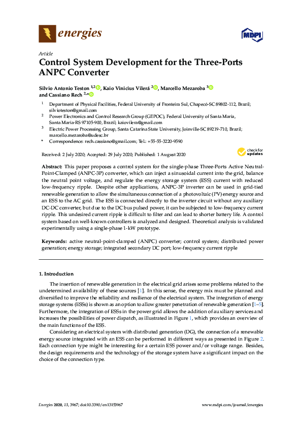 (PDF) Control System Development for the Three-Ports ANPC Converter