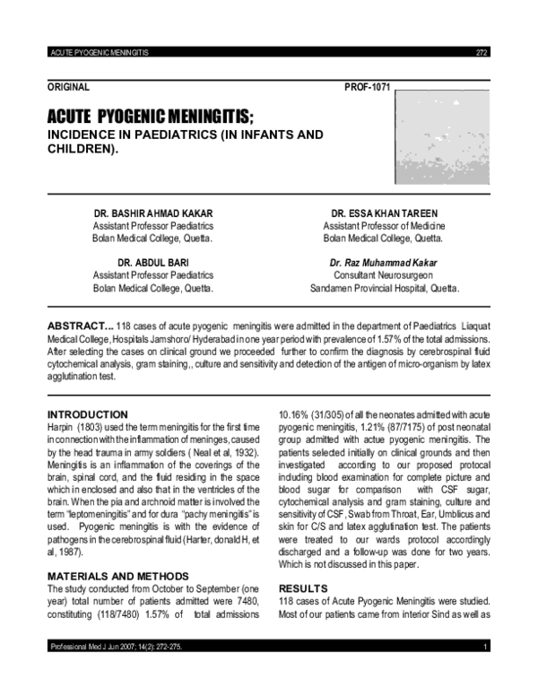 (PDF) Acute Pyogenic Meningitis