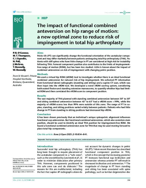 (PDF) The impact of functional combined anteversion on hip range of ...