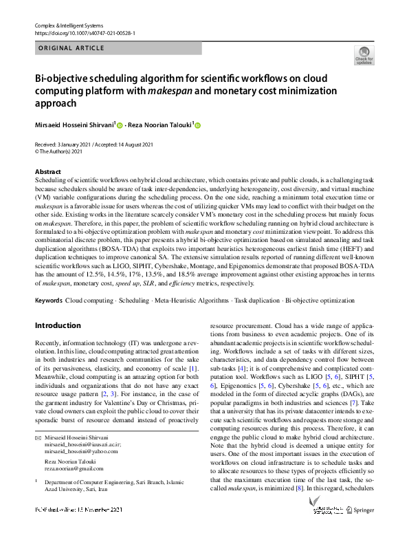 Pdf Bi Objective Scheduling Algorithm For Scientific Workflows On