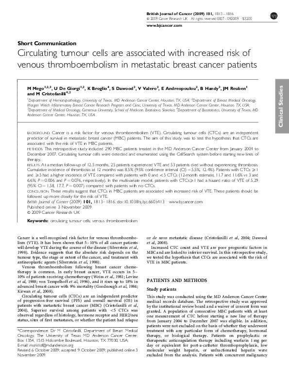 (PDF) Comparison of assay methods for detection of circulating tumor cells in metastatic breast ...