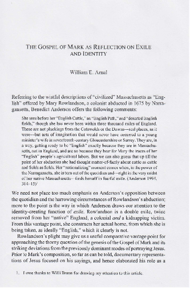 (PDF) The Gospel of Mark as Reflection on Exile and Identity