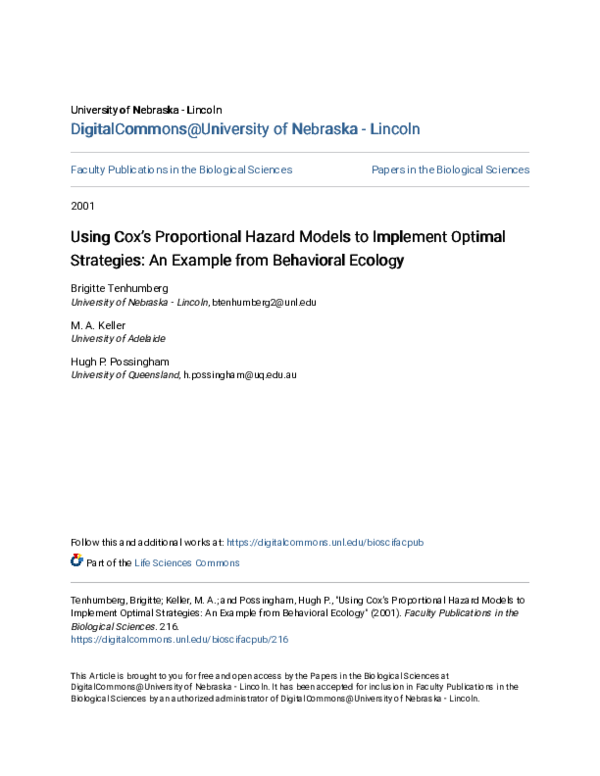 (PDF) Using Cox's proportional hazard models to implement optimal ...
