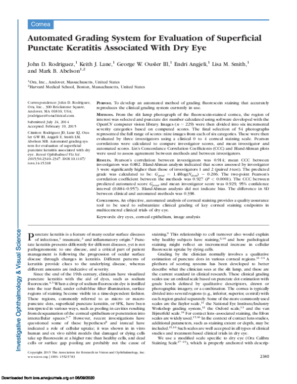 (PDF) Automated Grading System for Evaluation of Corneal Superficial ...