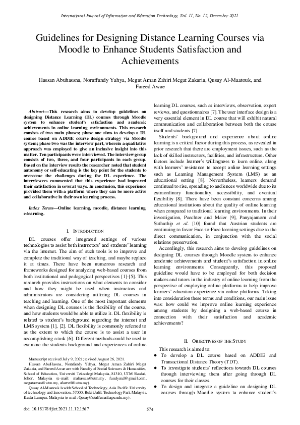 (PDF) Guidelines for Designing Distance Learning Courses via Moodle to ...