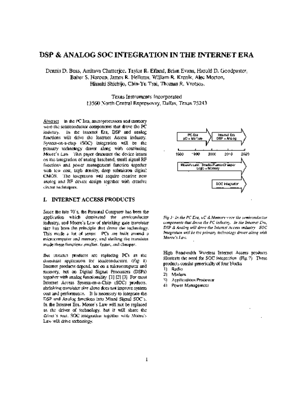 (PDF) DSP & analog SOC integration in the Internet era