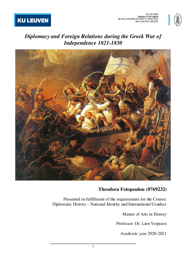 (PDF) Diplomacy and Foreign Relations during the Greek War of ...