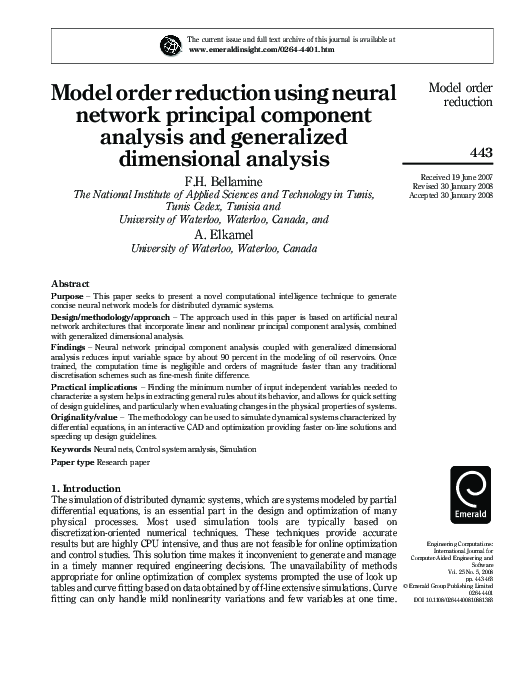 (PDF) Model order reduction using neural network principal component analysis and generalized ...