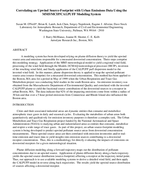 (PDF) Correlating an upwind source-footprint with urban emissions data ...