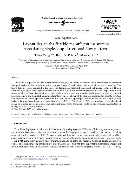 (PDF) Layout design for flexible manufacturing systems considering ...