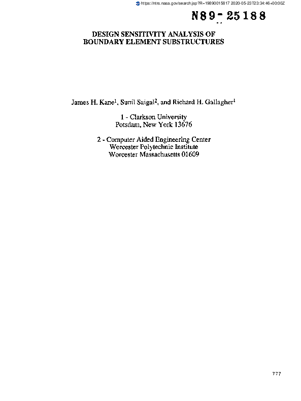 Pdf Design Sensitivity Analysis Of Boundary Element Substructures