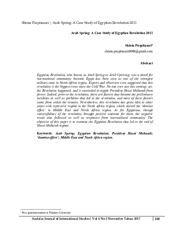 (PDF) Arab Spring: A Case Study of Egyptian Revolution 2011