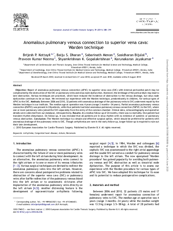 (PDF) Anomalous pulmonary venous connection to superior vena cava ...