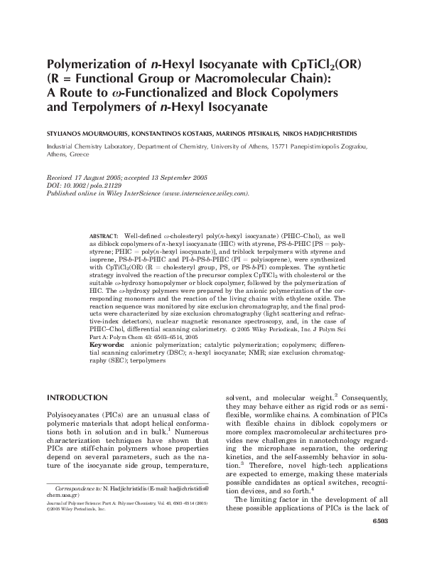 (PDF) Polymerization by [3 + 2]-cycloaddition, 5. Telechelics with isocyanate end-groups ...