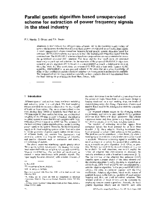 (PDF) Parallel genetic algorithm based unsupervised scheme for extraction of power frequency ...