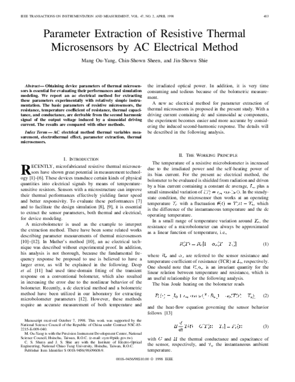 (PDF) Parameter extraction of resistive thermal microsensors by AC ...
