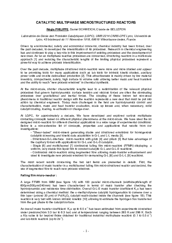 Pdf Catalytic Multi Phase Micro Structured Reactors