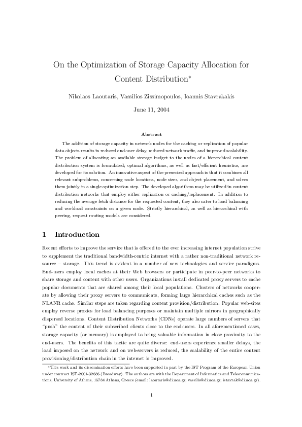 (PDF) On the optimization of storage capacity allocation for content ...