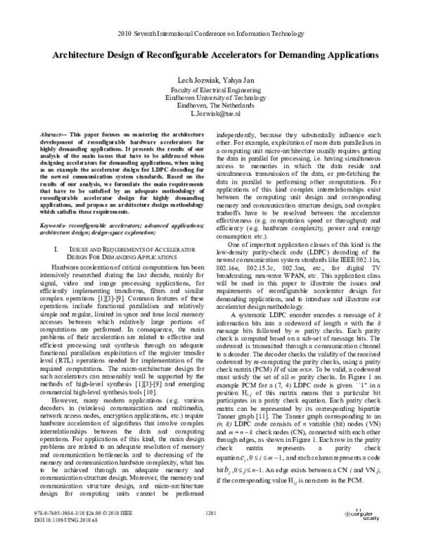 (PDF) Architecture Design of Reconfigurable Accelerators for Demanding Applications
