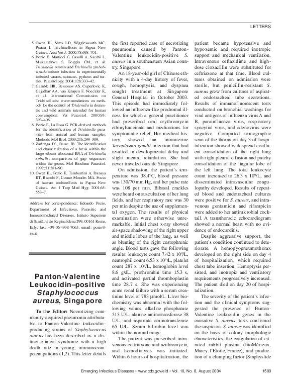 (PDF) Panton-Valentine Leukocidin–positive Staphylococcus aureus , Singapore