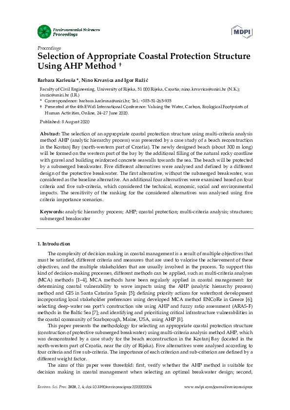 (PDF) Selection of Appropriate Coastal Protection Structure Using AHP ...