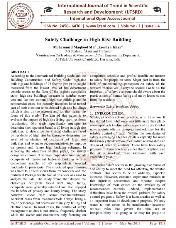 (PDF) Safety Challenge in High Rise Building