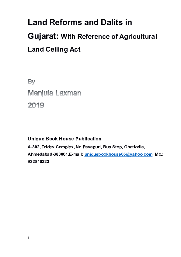 (PDF) Agricultural Land Ceiling Act in Gujarat: Some Observations