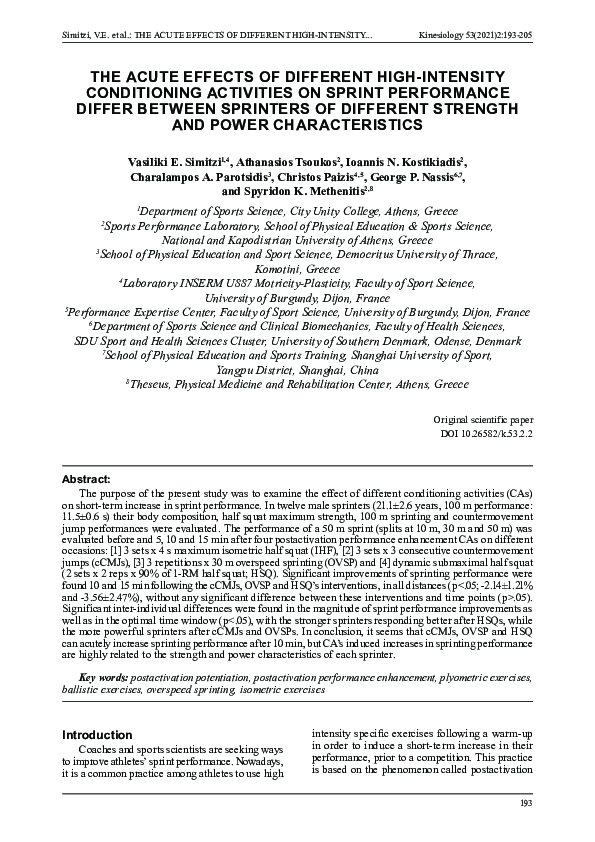 (PDF) THE ACUTE EFFECTS OF DIFFERENT HIGH-INTENSITY CONDITIONING ...