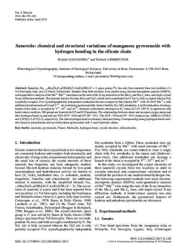 (PDF) Saneroite: chemical and structural variations of manganese ...