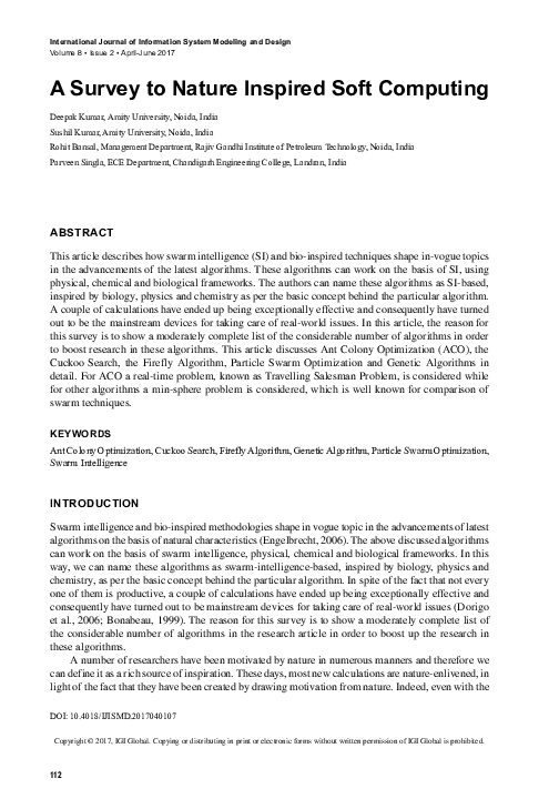 (PDF) A Survey to Nature Inspired Soft Computing